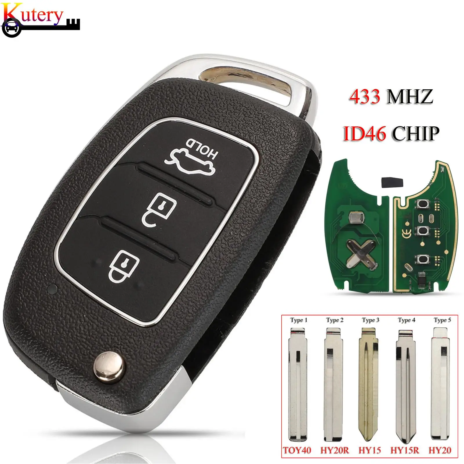 jingyuqin Remote Smart Car Key For Hyundai IX45 I30 Accent Elantra ...
