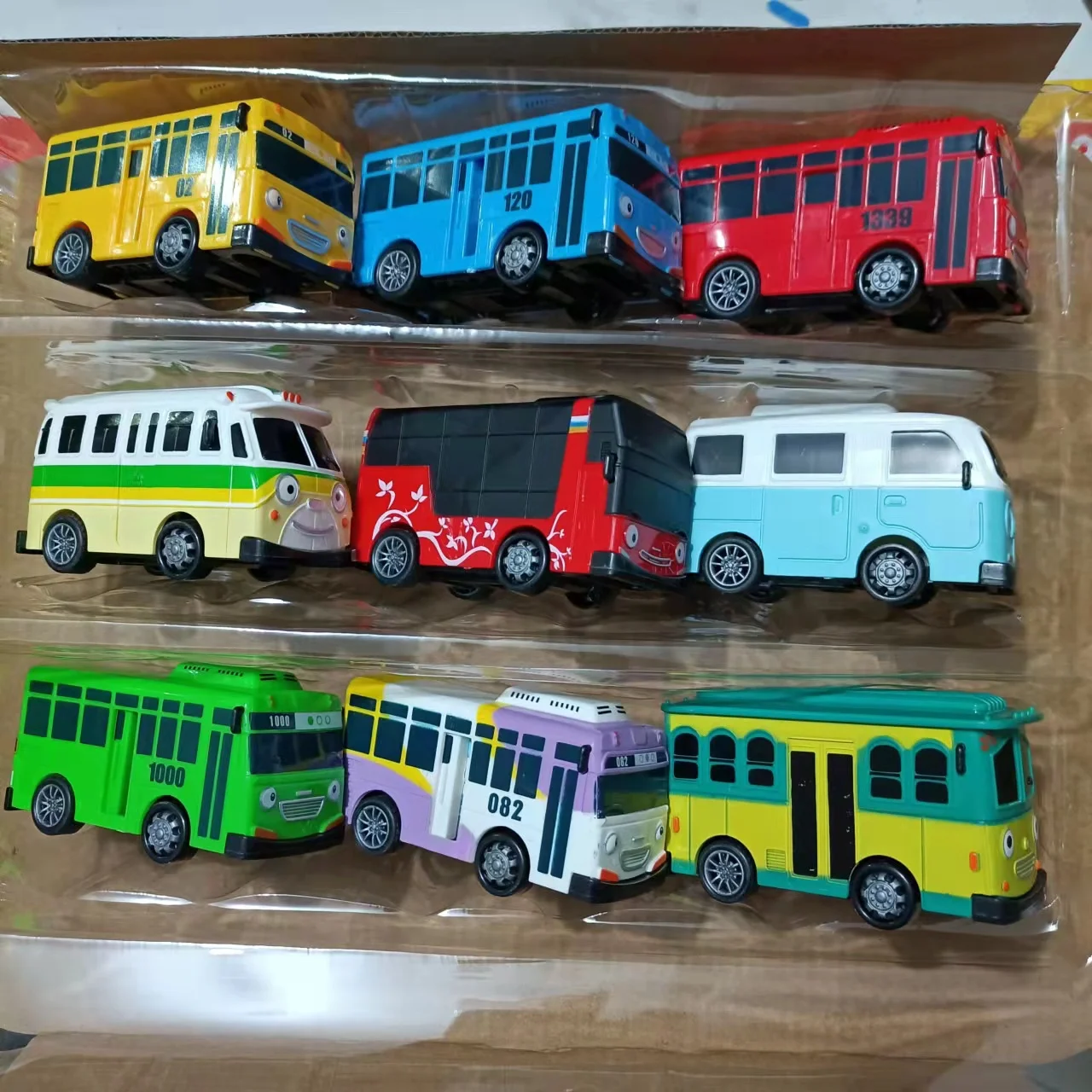 9pcs School Bus Set Korean Cartoon Tayo the Little Bus Boy Gift 9cm ...