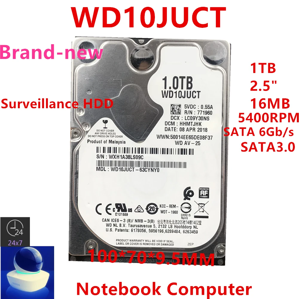 Original HDD For WD Black 1TB 2.5" SATA 6 Gb/s 16MB 5400RPM For ...