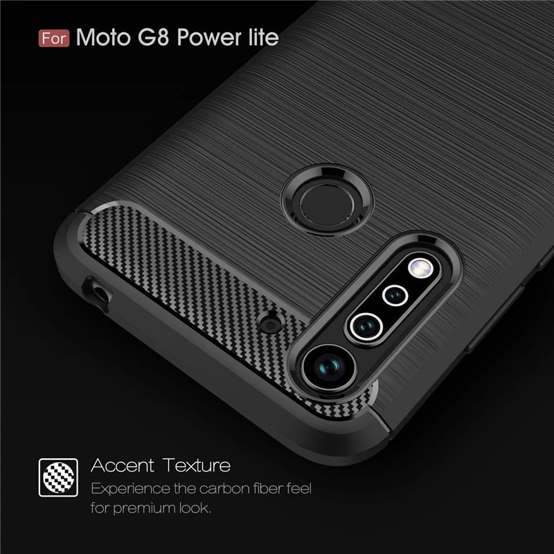 For Cover Moto G8 Power Lite Case Hard Tpu Carbon Fiber Case For ...