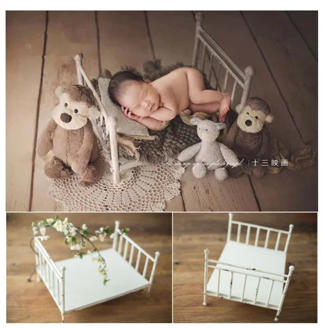 Newborn-Baby-Photography-Props-White-Iron-Posing-Mini-Bed-Retro-Cribs ...