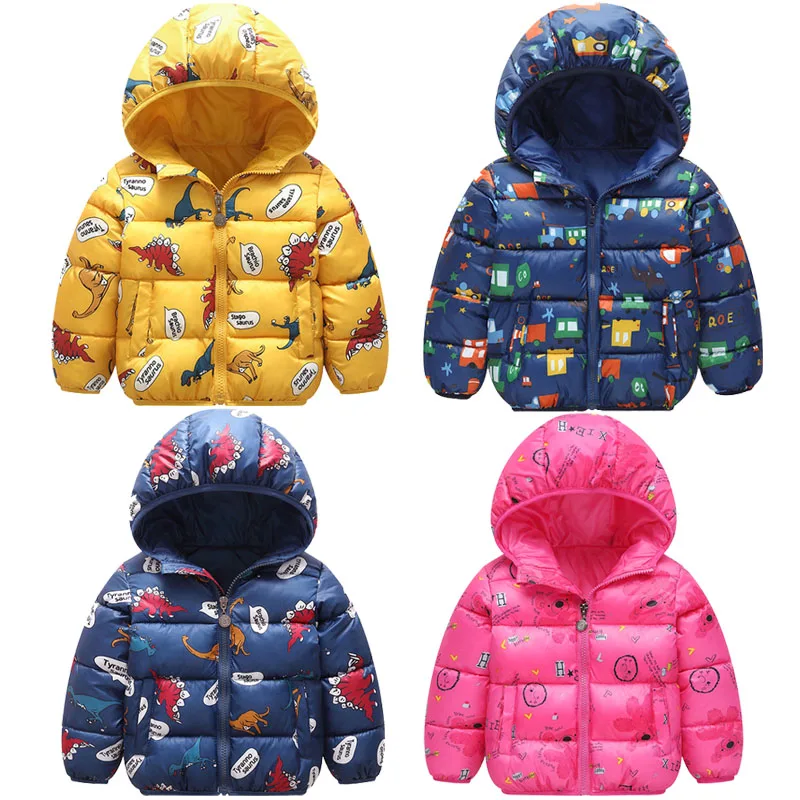Autumn Boys Down Jackets Hooded Outerwear Children Cartoon Warm Jacket ...