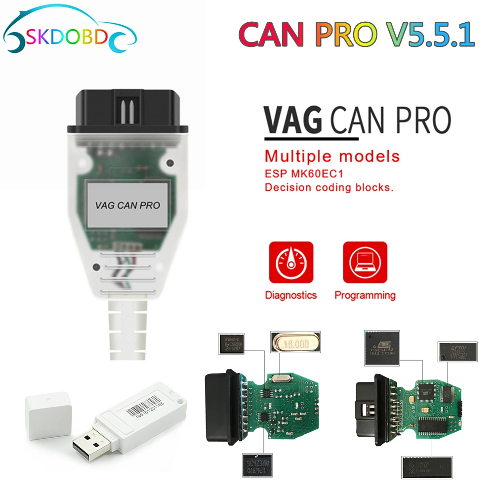 최고 품질 VAG CAN PRO V5.5.1 FTDI VAG COM OBD2 진단 인터페이스 지원 CAN BUS K Line UDS, AUDI/VW VCP 작동|자동차 진단 ...