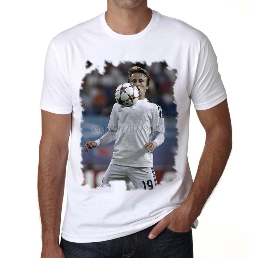 Luka Modric t shirt Courtes Manches Coton blanc cadeau homme Mans Único ...
