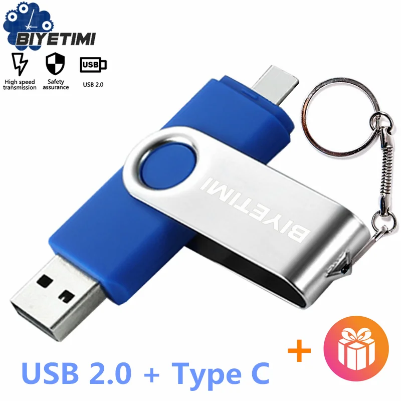 Biyetimi Type C usb flash drive 128GB OTG 2.0 64GB pen drive 32GB real ...