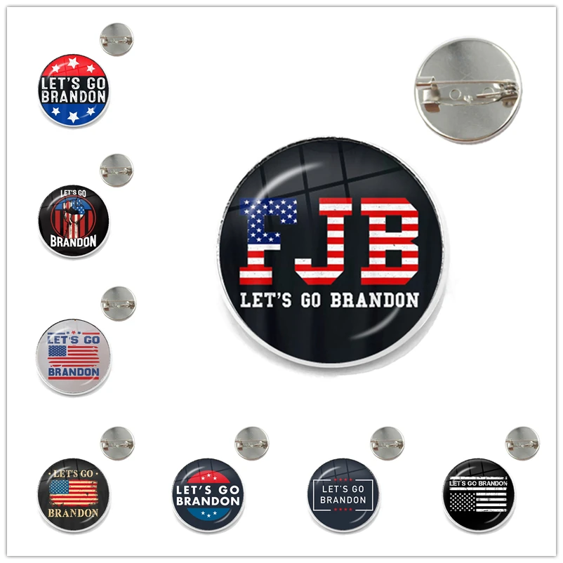 New Let’s Go Brandon 20mm/25mm Glass Cabochon Brooches American Round ...