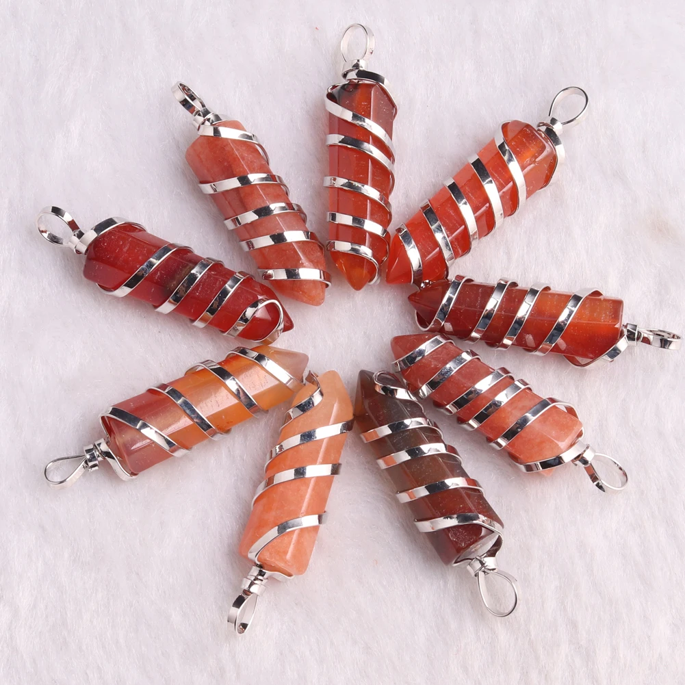 New-Style-1pc-Natural-Stone-Wrap-Carnelian-Hexagonal-Column-Healing ...