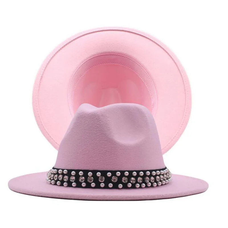 Sombreros de fieltro de lana rosa para hombre y mujer, Sombrero de ...
