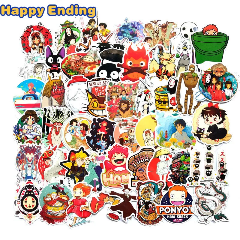 100pcs Miyazaki Hayao Mixed Anime Stickers Spirited Away My Neighbor ...