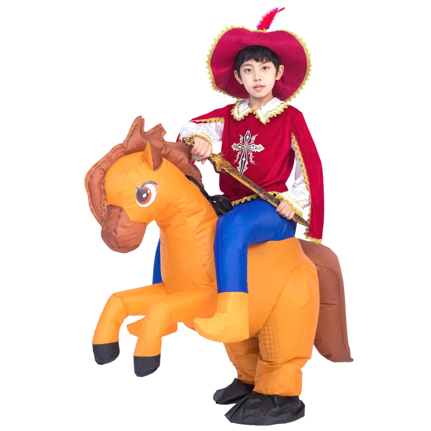 Boys-Inflatable-Medieval-Knight-Crusader-Riding-Horse-Costume-Child ...