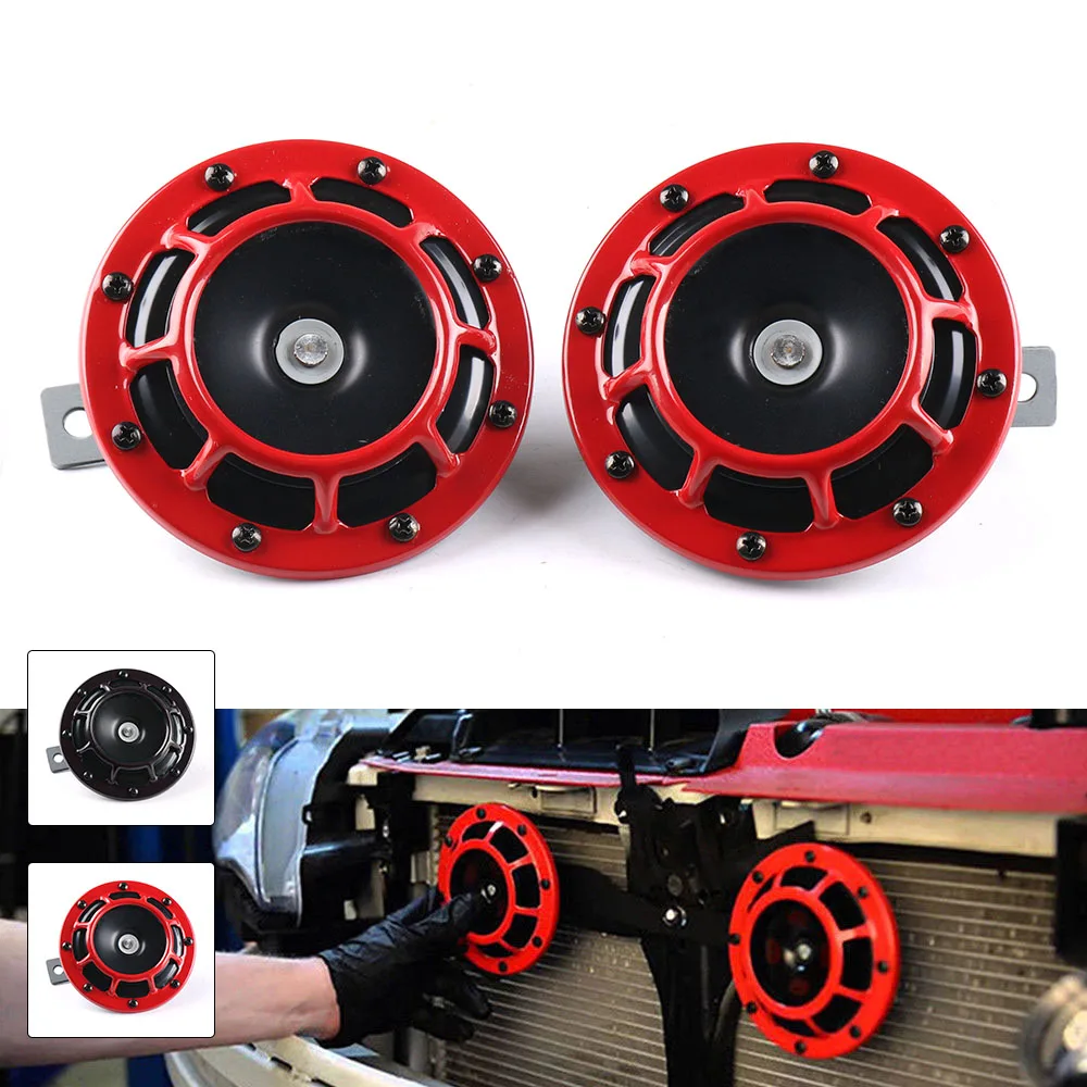 2PCS-Red-Black-Car-Horn-Super-Loud-Electric-Tone-Air-Horn-Kit-12V-115DB ...