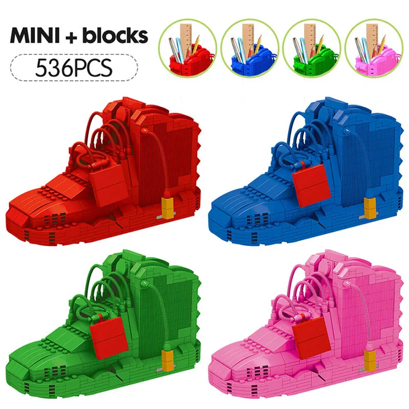 Sport Basketball Shoes Building Blocks Sneakers Models Pen Container ...