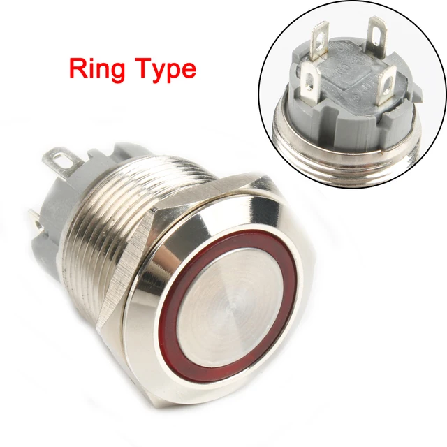 4 pin 16mm metal short push button switch waterproof latching 110V-220V ...