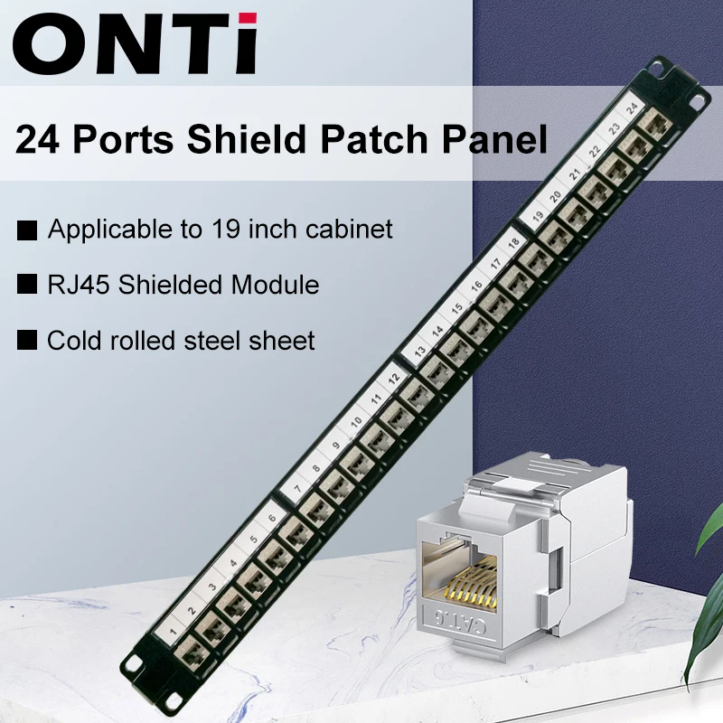 ONTi-24-Port-1U-RJ45-Shielded-Module-Patch-Panel-19-Inch-Rackmount-Wall ...
