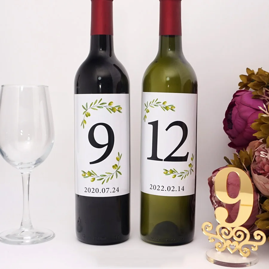9x12-7cm-Wine-Bottle-Label-Sticker-Leaf-Design-Wedding-Party-Custom ...