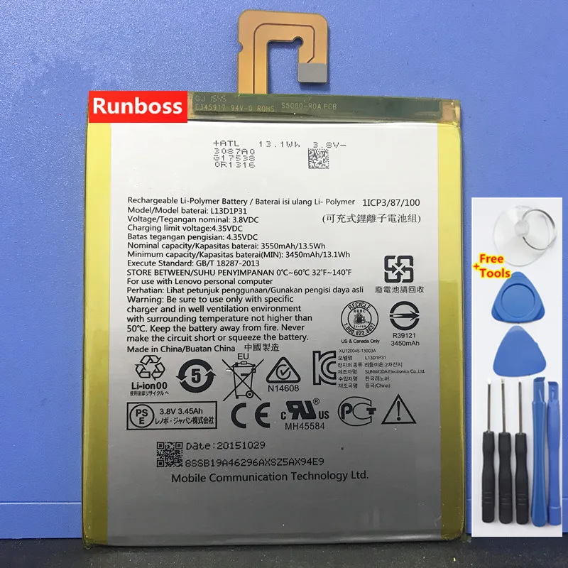 Runboss оригинальное качество Батарея L13D1P31 для lenovo Pad A3500 ...