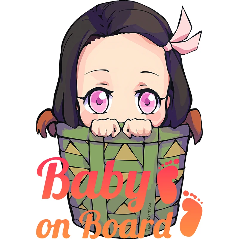 Small Town Nezuko Chibi Warning Baby On Board BMW E46 Car Stickers ...
