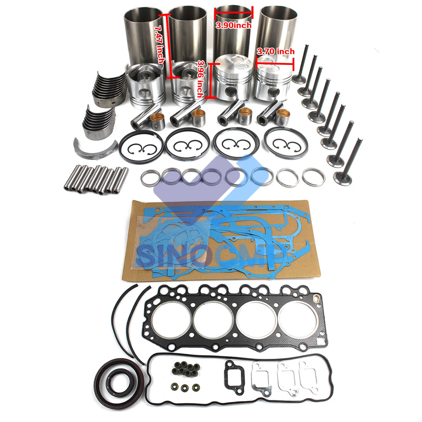T3000 Engine Rebuild Kit for 3RINGS Mazda HA T3000 Engine Yale Forklift ...