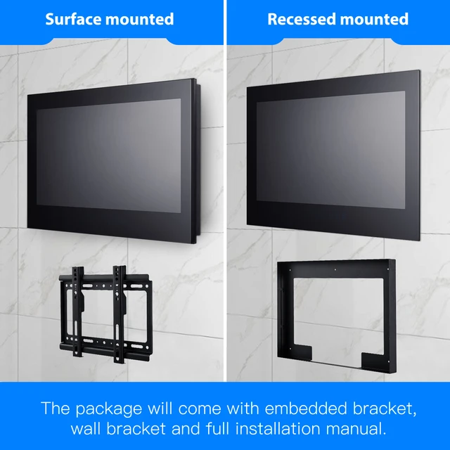 Haocrown 32 Inch Bathroom TV Black, IP66 Waterproof Television With ...