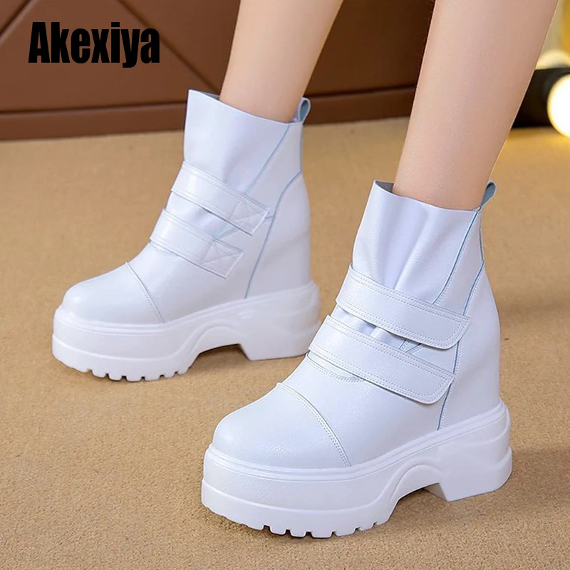 2021 nuevo invierno Botas mujeres Botas de plataforma de punta redonda ...