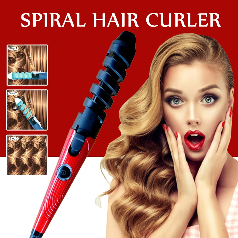 Hair Curler Irons Spiral Curling Wand Fast Heated Ceramic Wand Curling ...