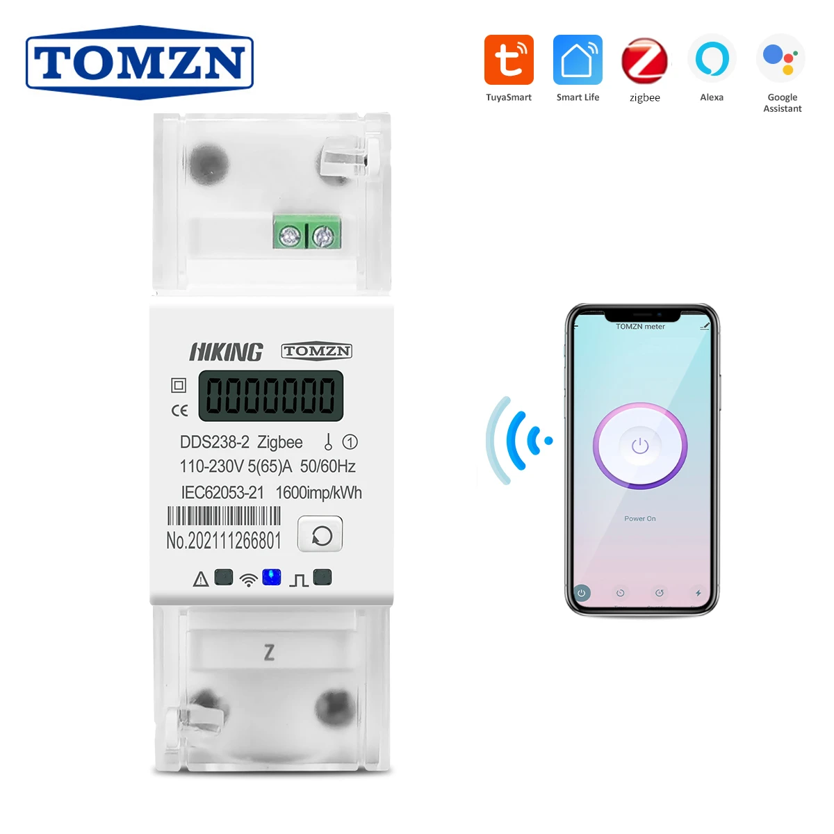 Zigbee Gateway Tuya Single Phase 65a Din Rail Wifi Smart Energy Meter ...