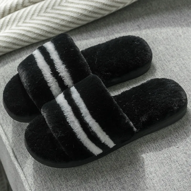 Non-slip Faux Fur Winter Women Slippers Home Female Comfort Floor Women ...