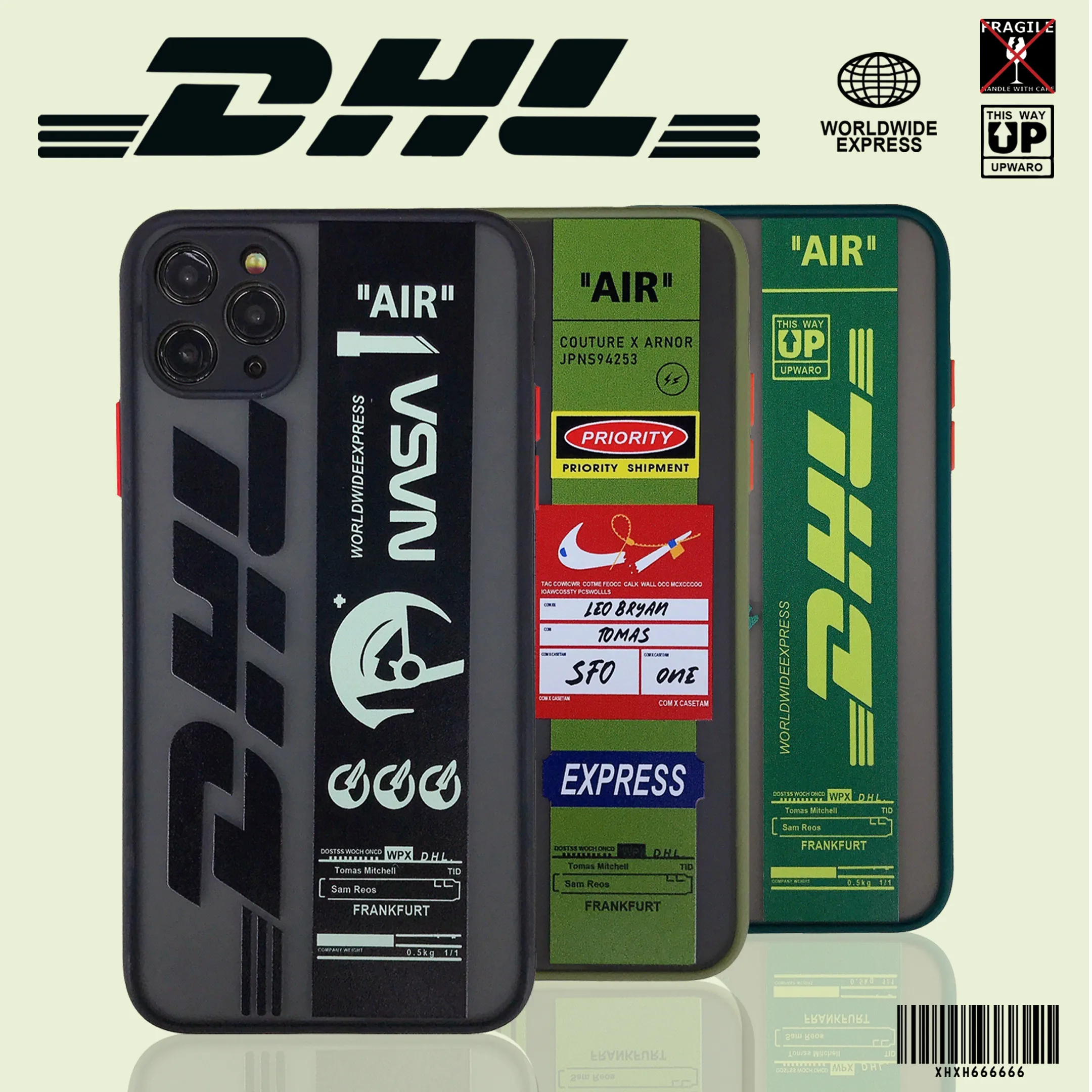 Lable Dhl fundas duras de teléfono para iPhone, 11, 12 Pro, Max, X, XR ...