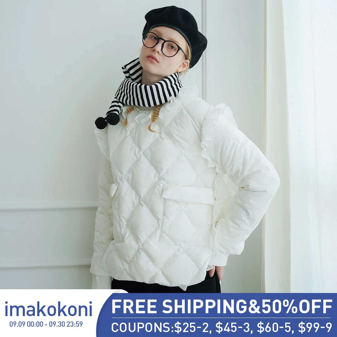 imakokoni white short down jacket original women's design Japanese ...