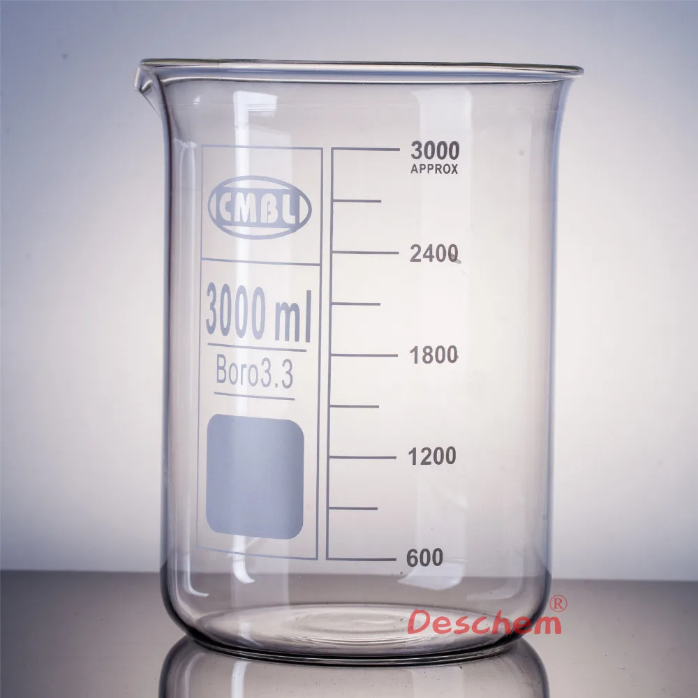 3000ml Glass beaker Low Form,3 Litre,Borosilicate Glass3.3 Beakers ...