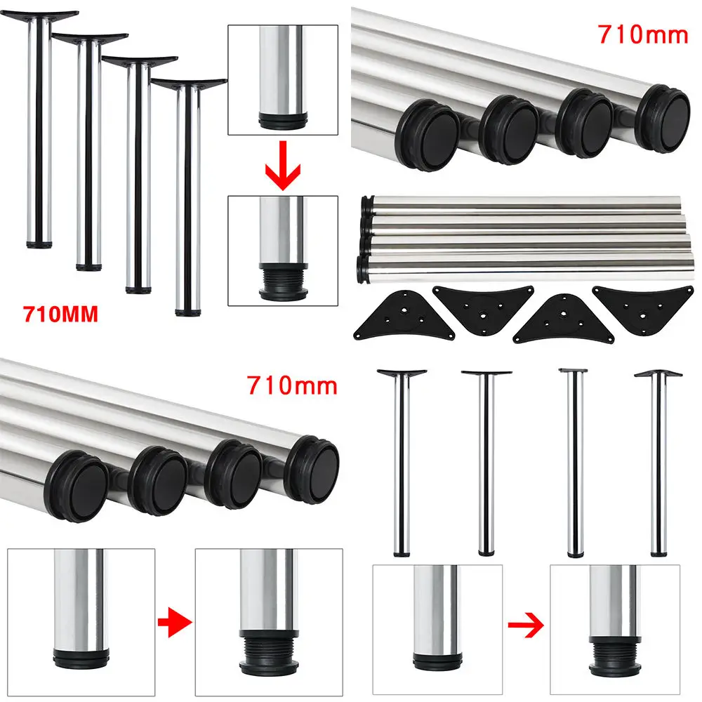 4 X 710mm Metal Kitchen Worktop Support Breakfast Table Table Legs ...