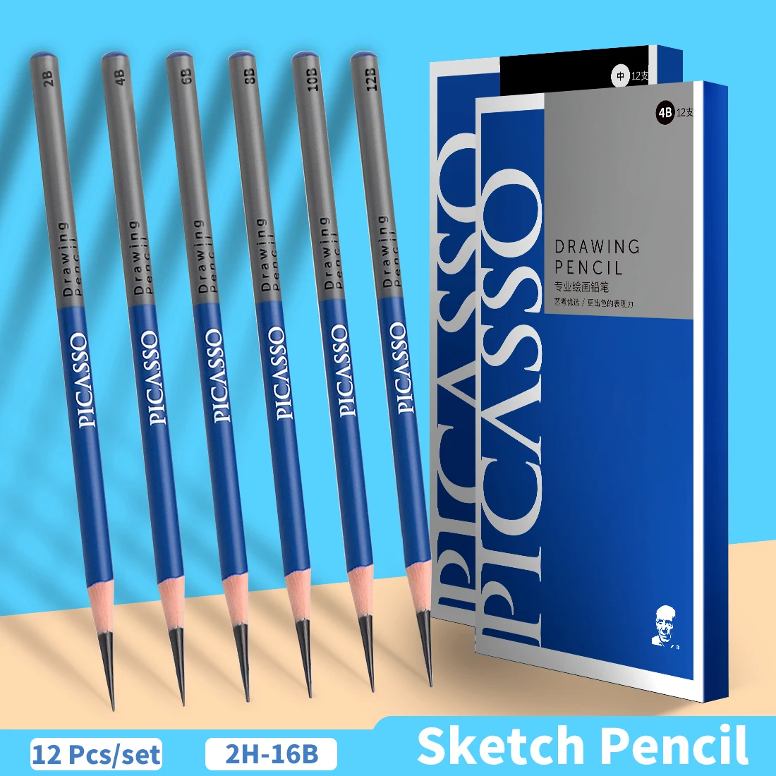 Picasso 12 pçs esboço lápis conjunto preto desenho lápis conjunto para ...