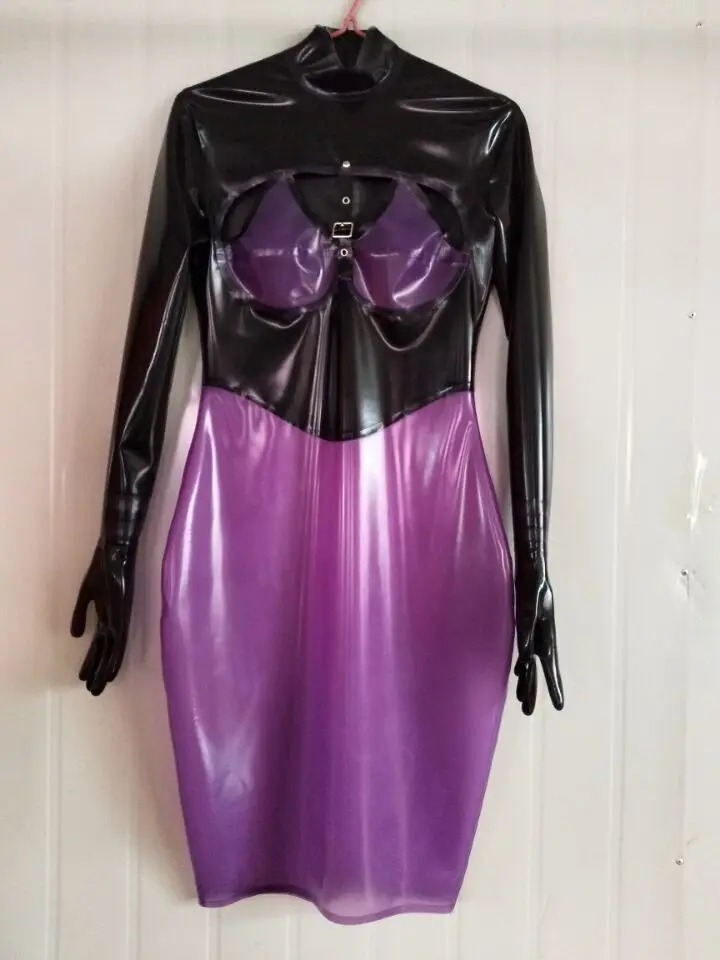 100-Latex-Dress-Black-and-Purple-With-Five-Finger-Skirts-Size-XXS-XXL.jpg