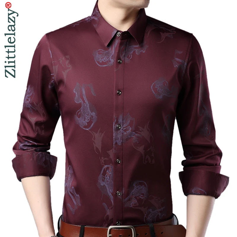 2021 marca Casual de invierno cálido grueso de lujo Slim humo camisa de ...