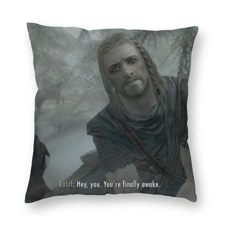 Hey You Youre Finally Awake Skyrim Meme Cushion Cover Sofa Decoration ...