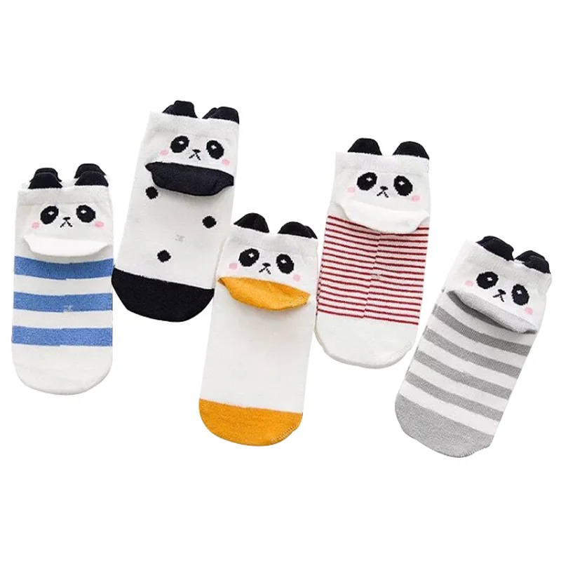 5 Pairs/Lot Panda Child Socks Cute Kids Boy Girl Lovely Cartoon Ears ...