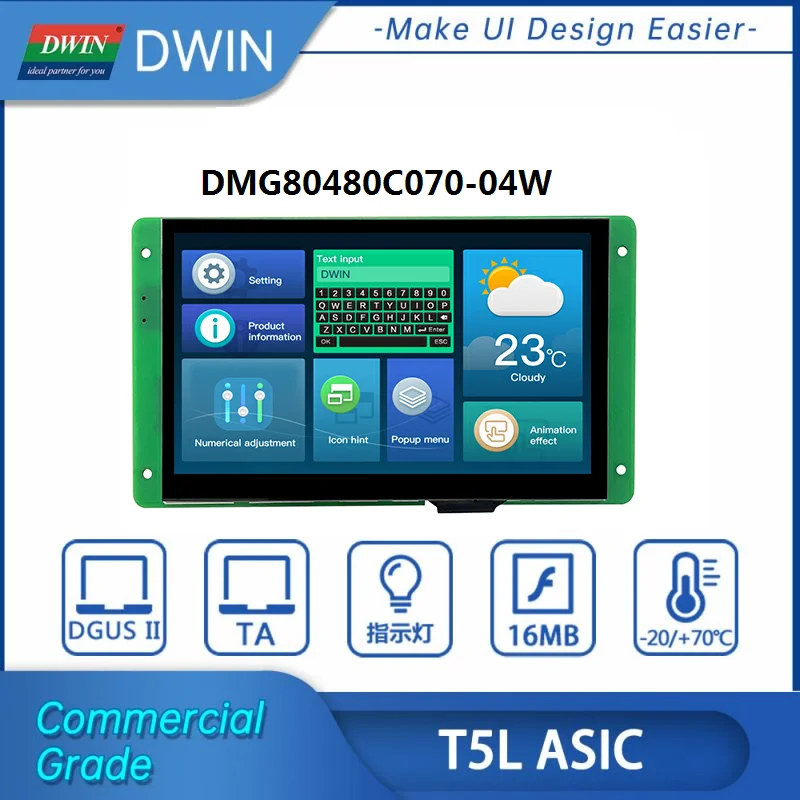 Dwin 7.0 인치 UART TFT 터치 모듈 HMI 디스플레이 800*480 상업 등급 262K 색상 RGB 인터페이스 TV TN TFT LCD 스마트 스크린|LCD ...