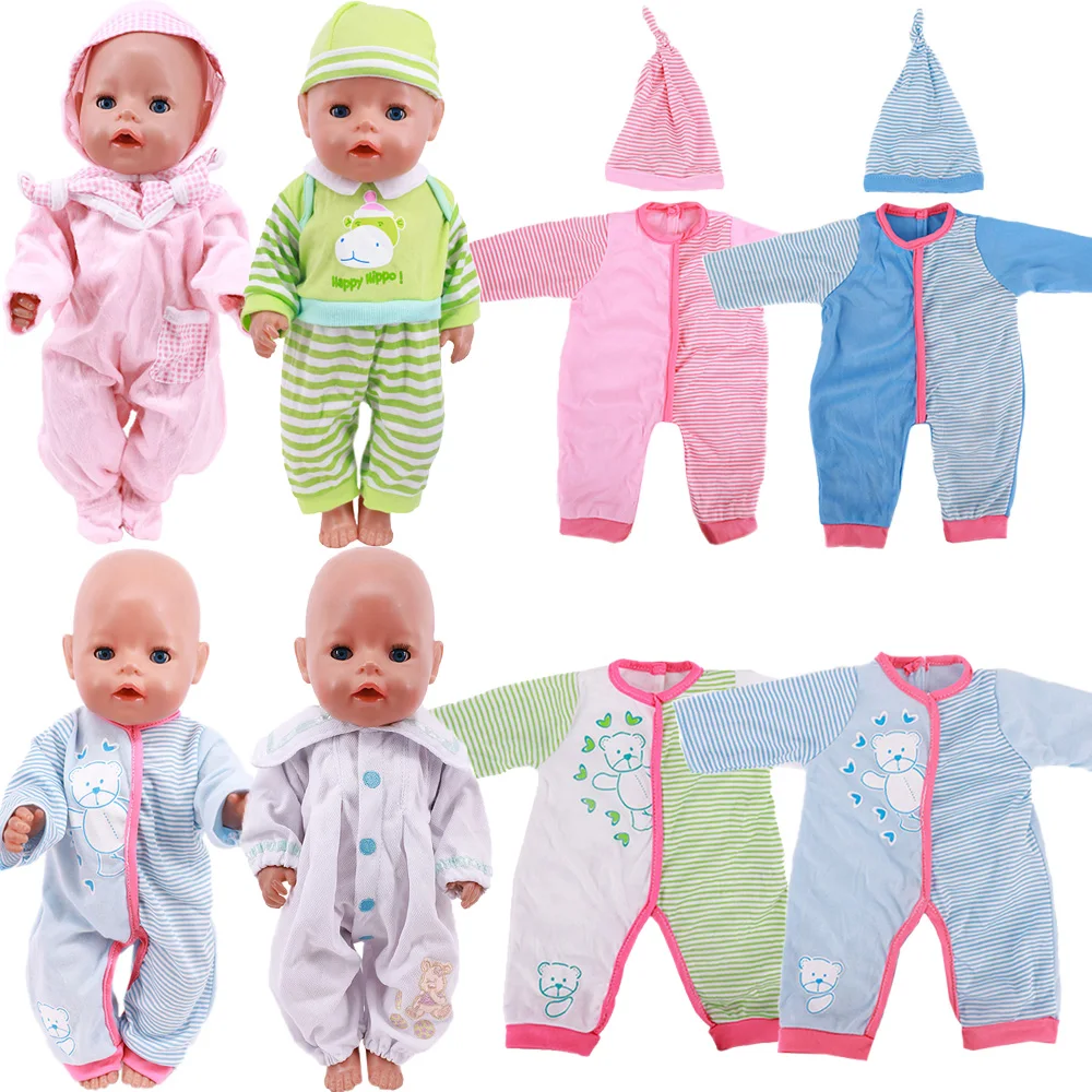 Doll-Clothes-Bear-And-Rabbit-Print-Button-Design-Pajamas-For-43cm-Baby ...