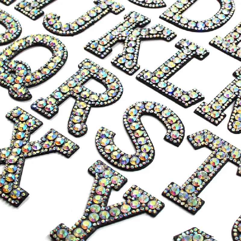 1Pcs Letter Patches English Alphabet Rhinestone Patches On Clothes Iron ...