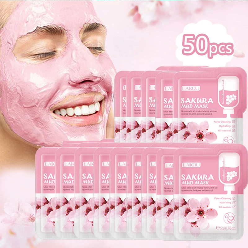 50pcs-LAIKOU-Japan-Sakura-Mud-Face-Mask-Anti-Wrinkle-Night-Facial-Pack ...
