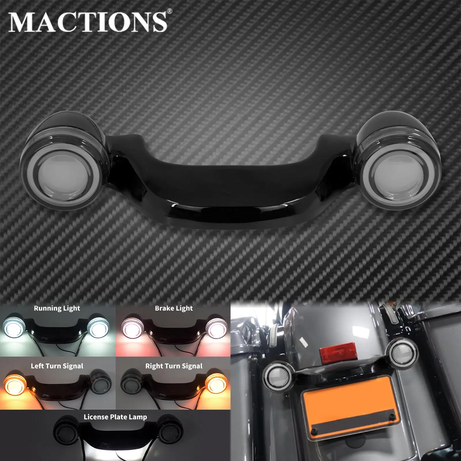 Motorcycle-LED-Rear-Turn-Signal-Brake-Light-Bar-License-Plate-Lamp-For ...