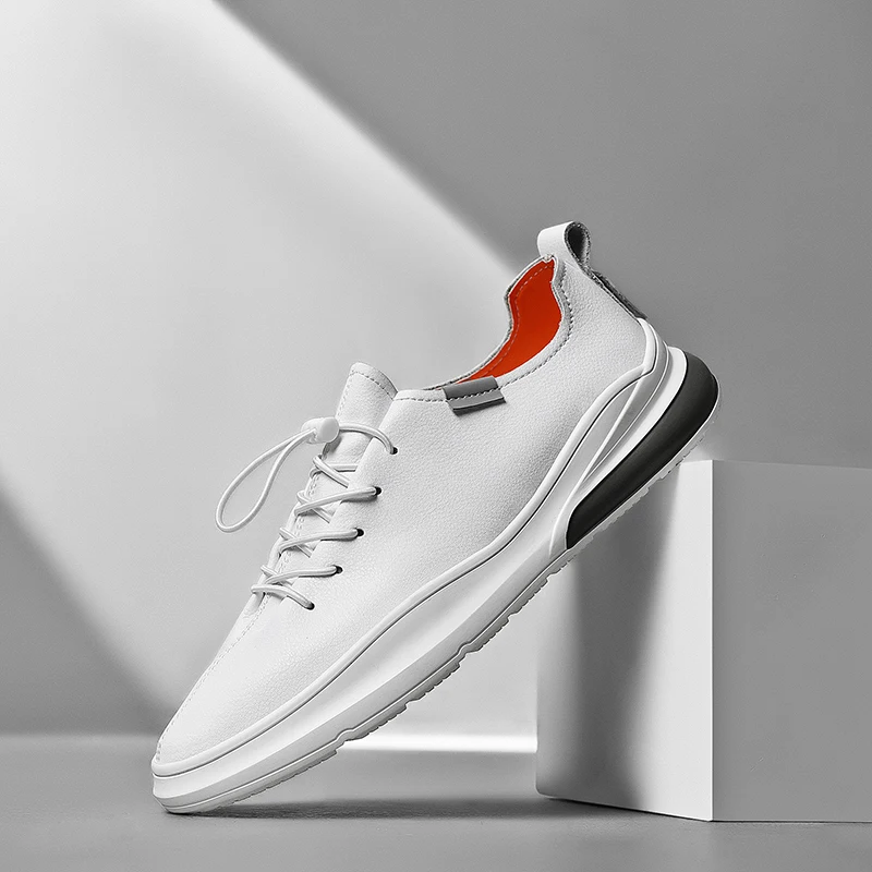 Men's White Leather Sneakers | White Leather Sneakers Men | Men's White ...