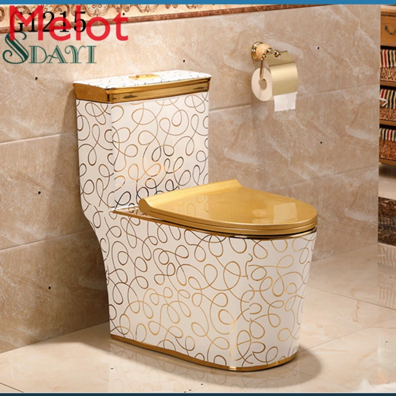 Ceramic Golden Wc Toilet Bowl Bathroom Gold Plated Color Toilet Gold ...