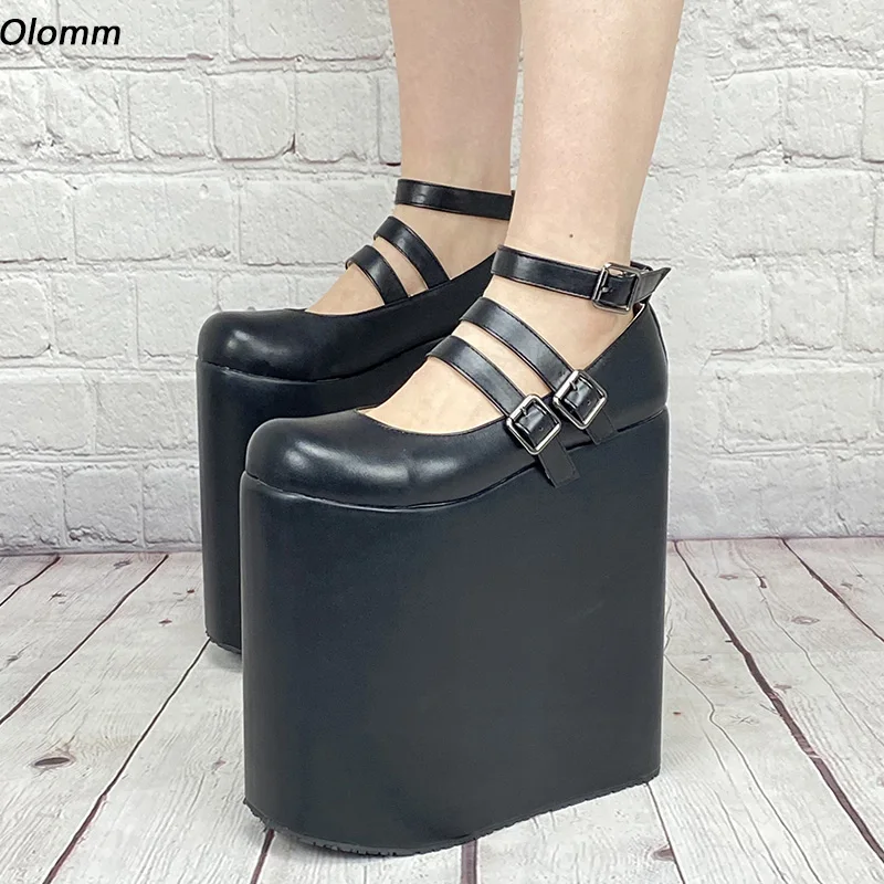 Olomm-2021-Handmade-Women-Pumps-Buckle-Wedges-High-Heels-Pumps-Round ...