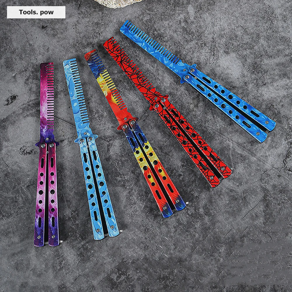 New-Style-Foldable-Butterfly-Knife-Comb-Stainless-Steel-Practice ...