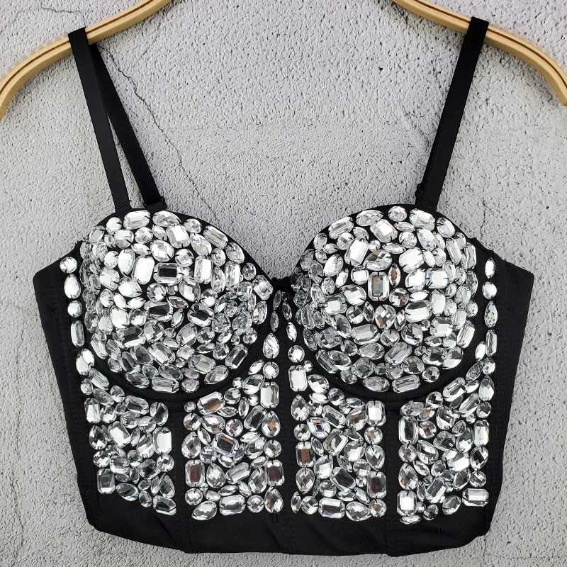 Jazz Costumes Women Sexy Shiny Rhinestone Tube Top Nightclub Bar Dj Ds ...