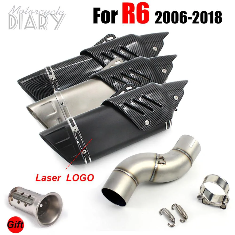 For-YZF-R6-2006-2018-Years-Laser-Motorcycle-Exhaust-Racing-Mid-Middle ...