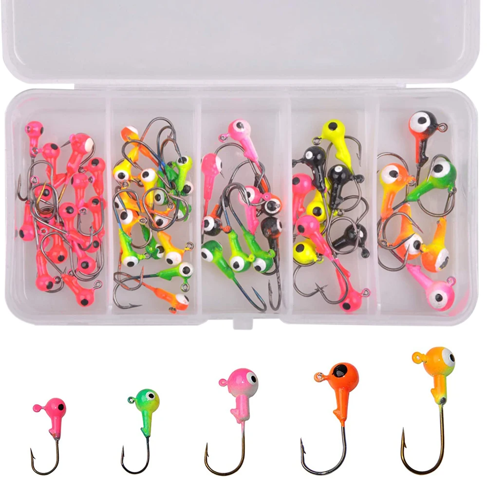 38Pcs/50Pcs Crank Jig Head Hook Set Assorted Color Fishing Hook Jig ...