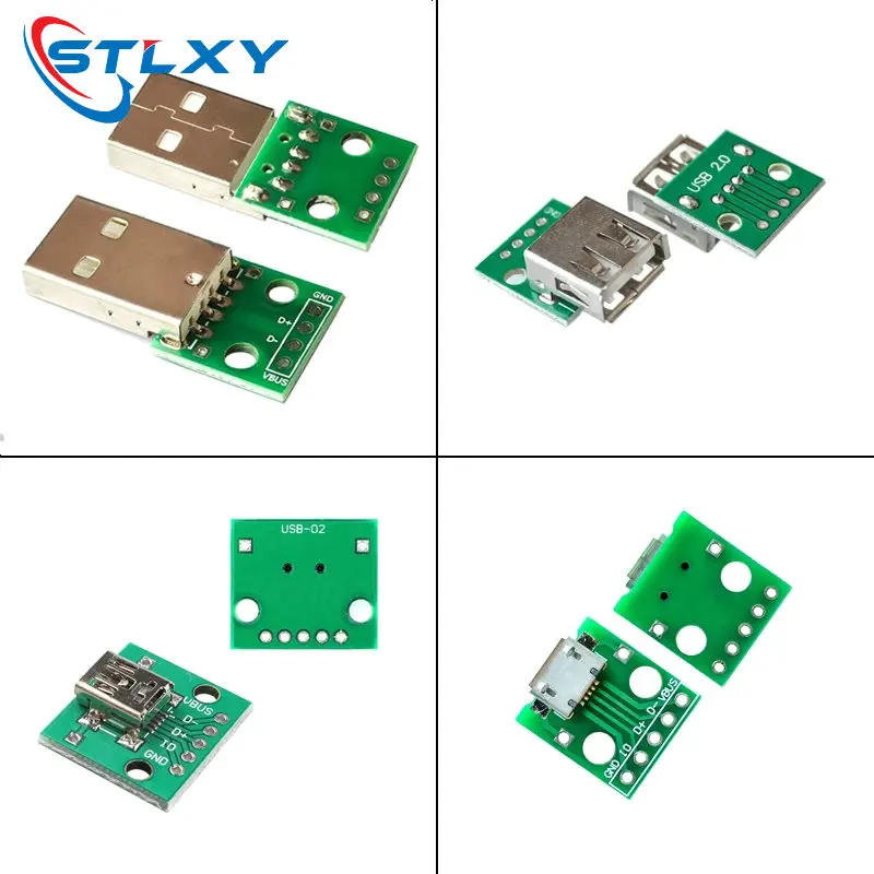 5PCS DIY Male Connector / MINI MICRO USB to DIP Adapter 2.54mm 5pin ...