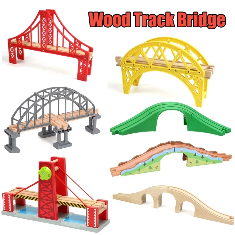 Railway Toys Wooden Train Tracks Accessories Wooden Bridge fit for All ...